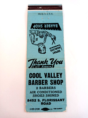 Vintage Matchbook: Cool Valley Barber Shop, St Louis, MO | eBay