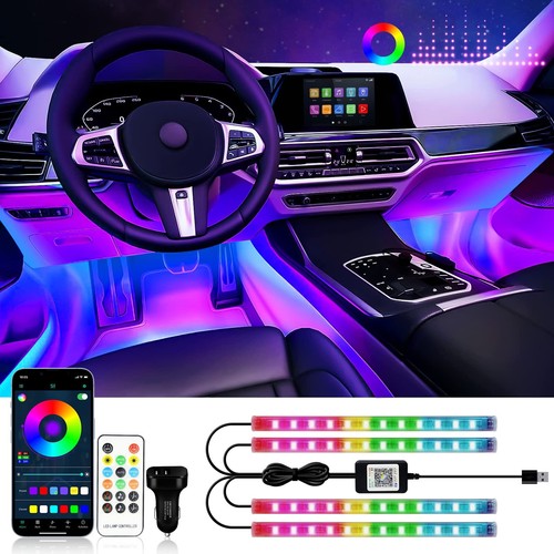 RGB Interior Car Strip Lights with Smart APP Control Music Sync Under ...