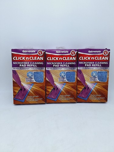 3X NEW Rejuvenate Click N Clean Microfiber Mop Cleaning Pad Refill Blue ...