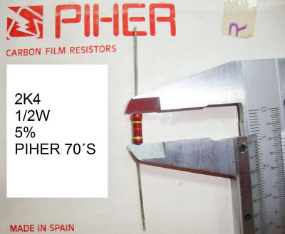 VINTAGE PIHER RESISTOR. 1/2W 2K4 2.4K 5% *1 PC* NEW ORIGINAL 1970 ́S ...