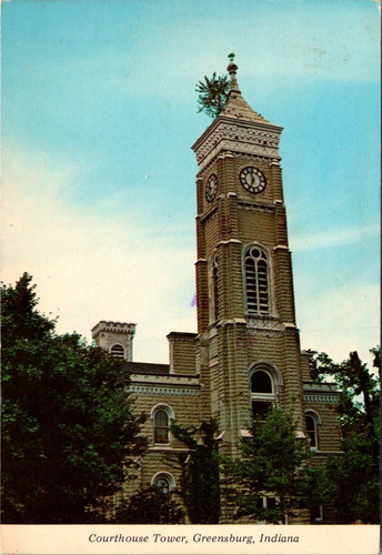Greensburg Indiana IN Court House Aspen Tree Tower Cont. Postcard | eBay