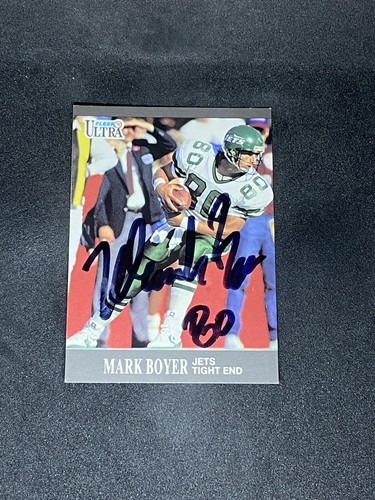 Mark Boyer 1991 Fleer Ultra #100 New York Jets Auto Autographed Signed ...