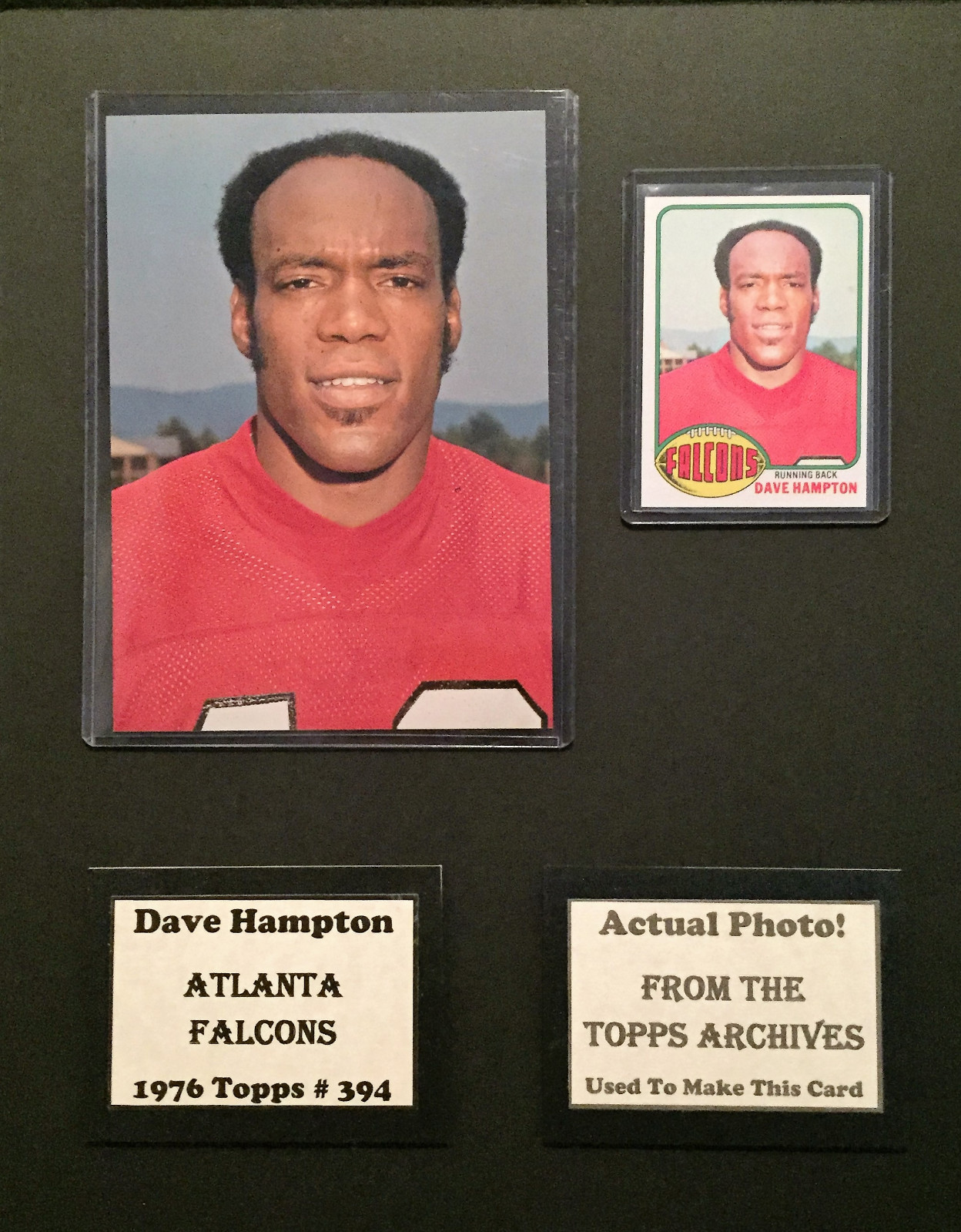 1976 Topps # 394 Dave Hampton Falcons Photo Card Matte 11x14 Actual ...