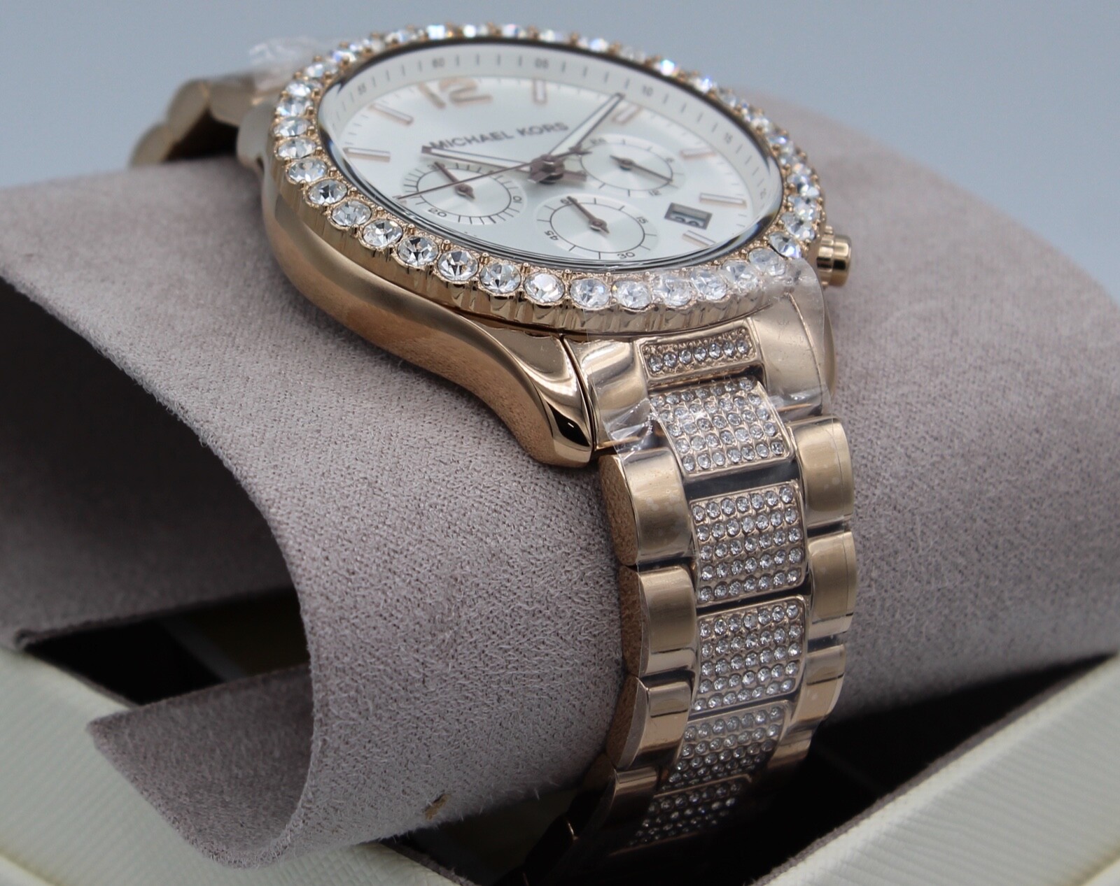 NEW AUTHENTIC MICHAEL KORS LAYTON ROSE GOLD CRYSTALS PAVE MK6791 WOMEN ...