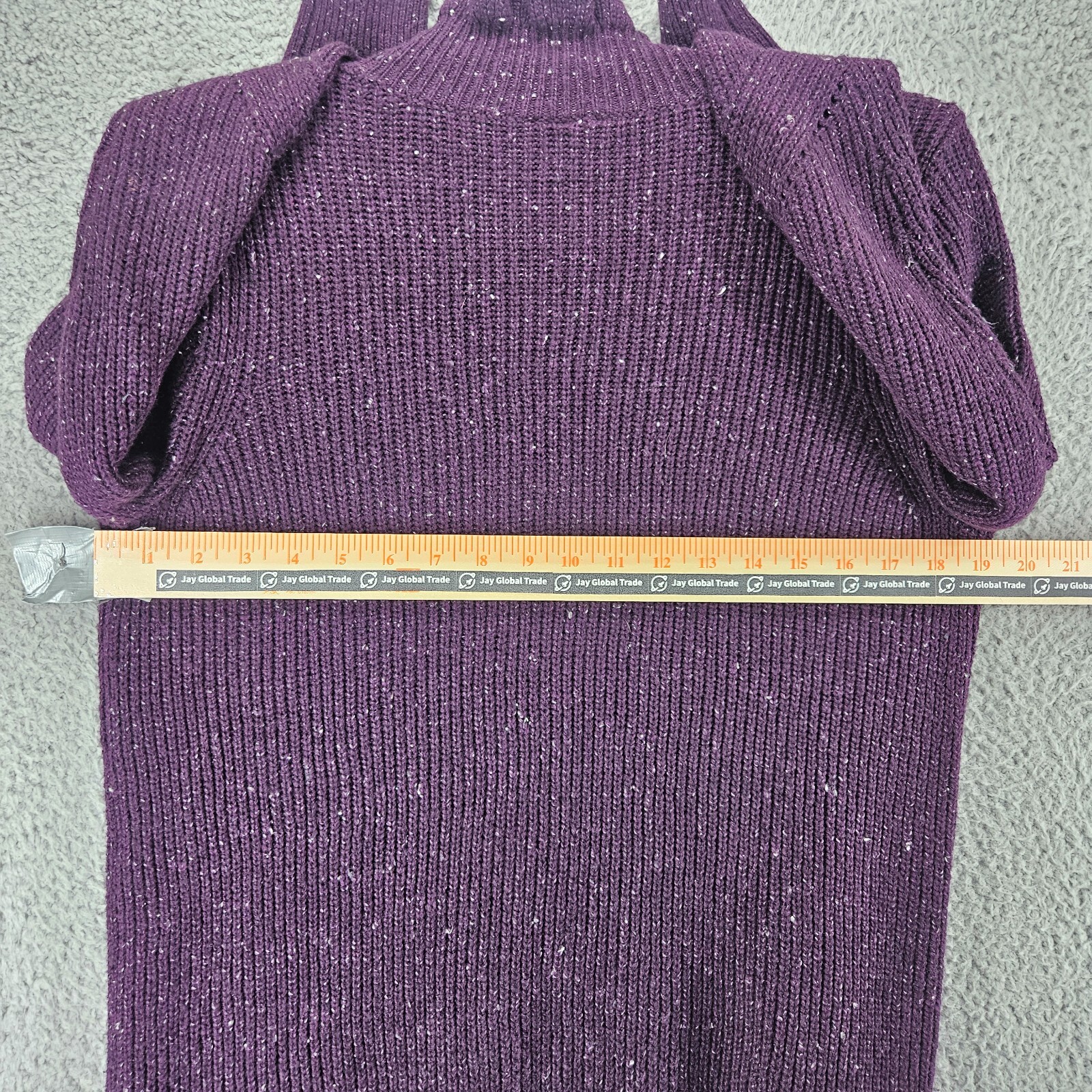 Loft Outlet Women's Sweater Dark Purple Knit Size M Medium Ruffle Neck ...