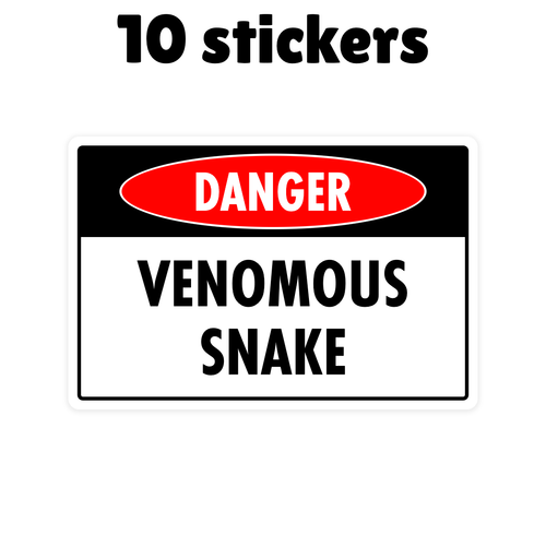 Venomous Snake Danger Safety Sign Sticker Label Fade & Waterproof Vinyl ...