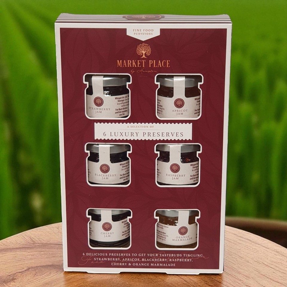 Market Place Luxury Preserves & Chutneys Gift Set 6 Mini Jars Jam ...