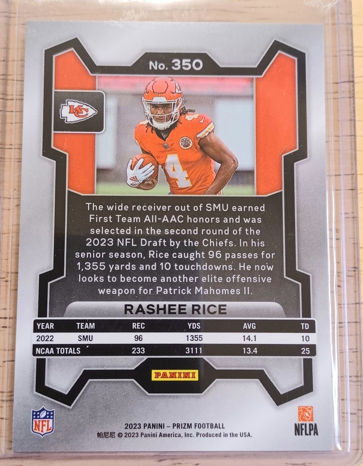 Rashee Rice 2023 Panini Prizm Rookie RC Football Card Kansas City ...