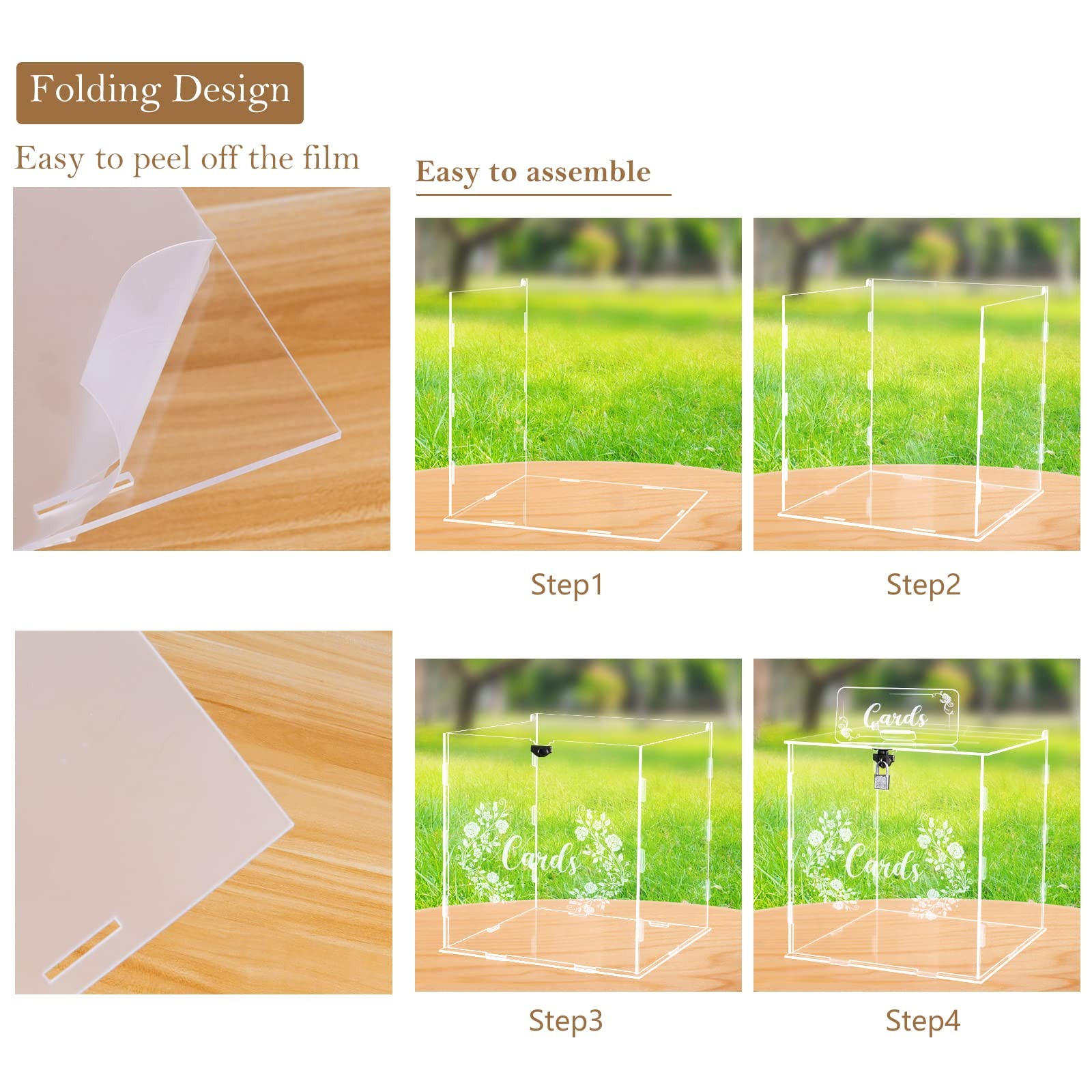 Wedding Card Box Acrylic Clear Lock Gift Money Holder Reception ...