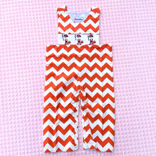 NWT Pirate Smocked Toddler Overalls Pumpkin Orange Chevron Sz 2T ...