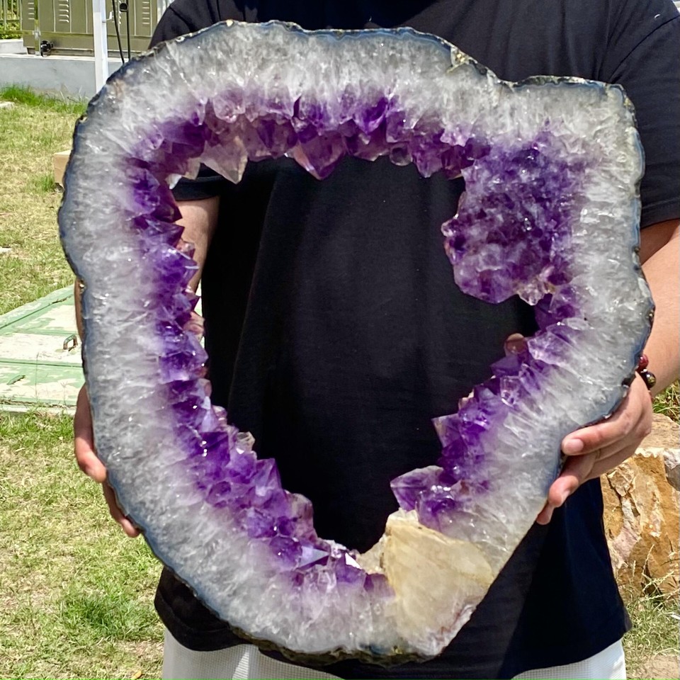 23.56LB Natural Amethyst Cave Crystal Slice Crescent shaped Cut | eBay