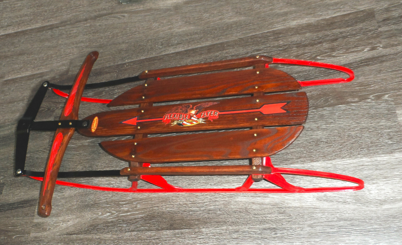 FLEXIBLE FLYER SLED DECAL, EAGLE WITH ARROWS, WATER SLIDE WHITE BACKING ...