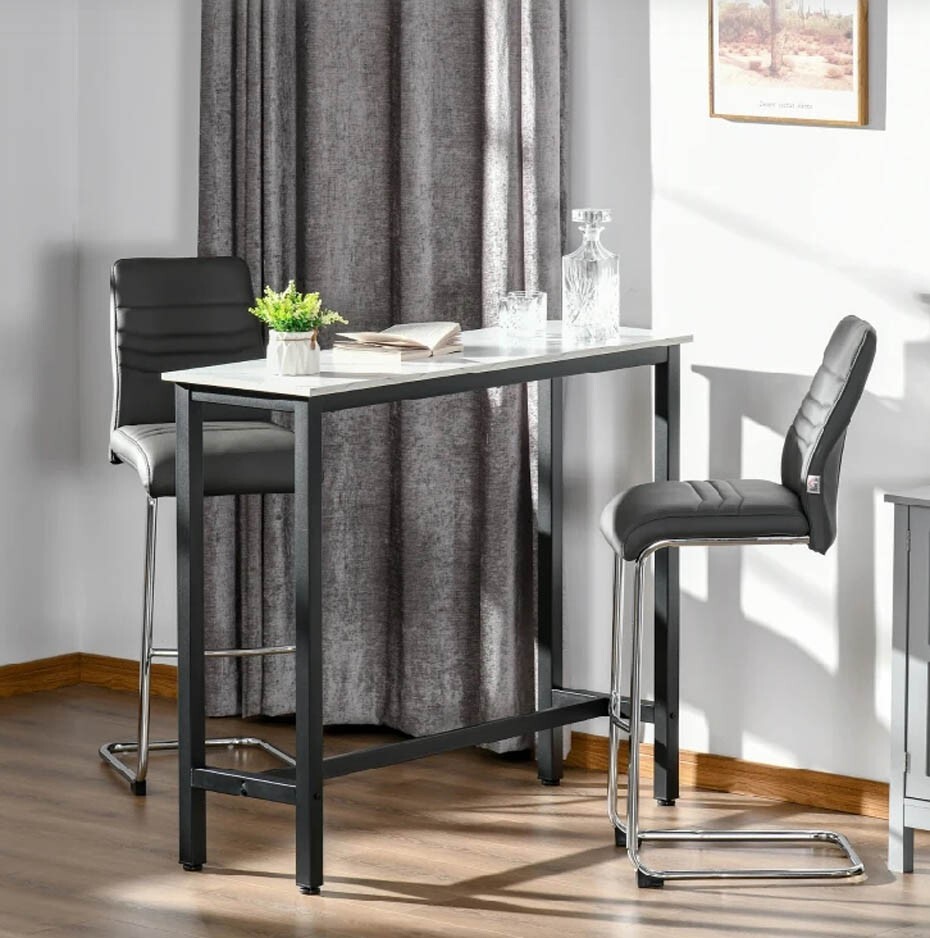 Tall Breakfast Bar Table Industrial Cafe Kitchen Dining Room Furniture ...