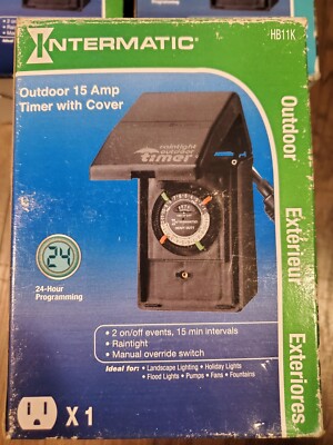 INTERMATIC Outdoor Timer & Cover Model HB11K 15 Amp Exterior Lightning ...