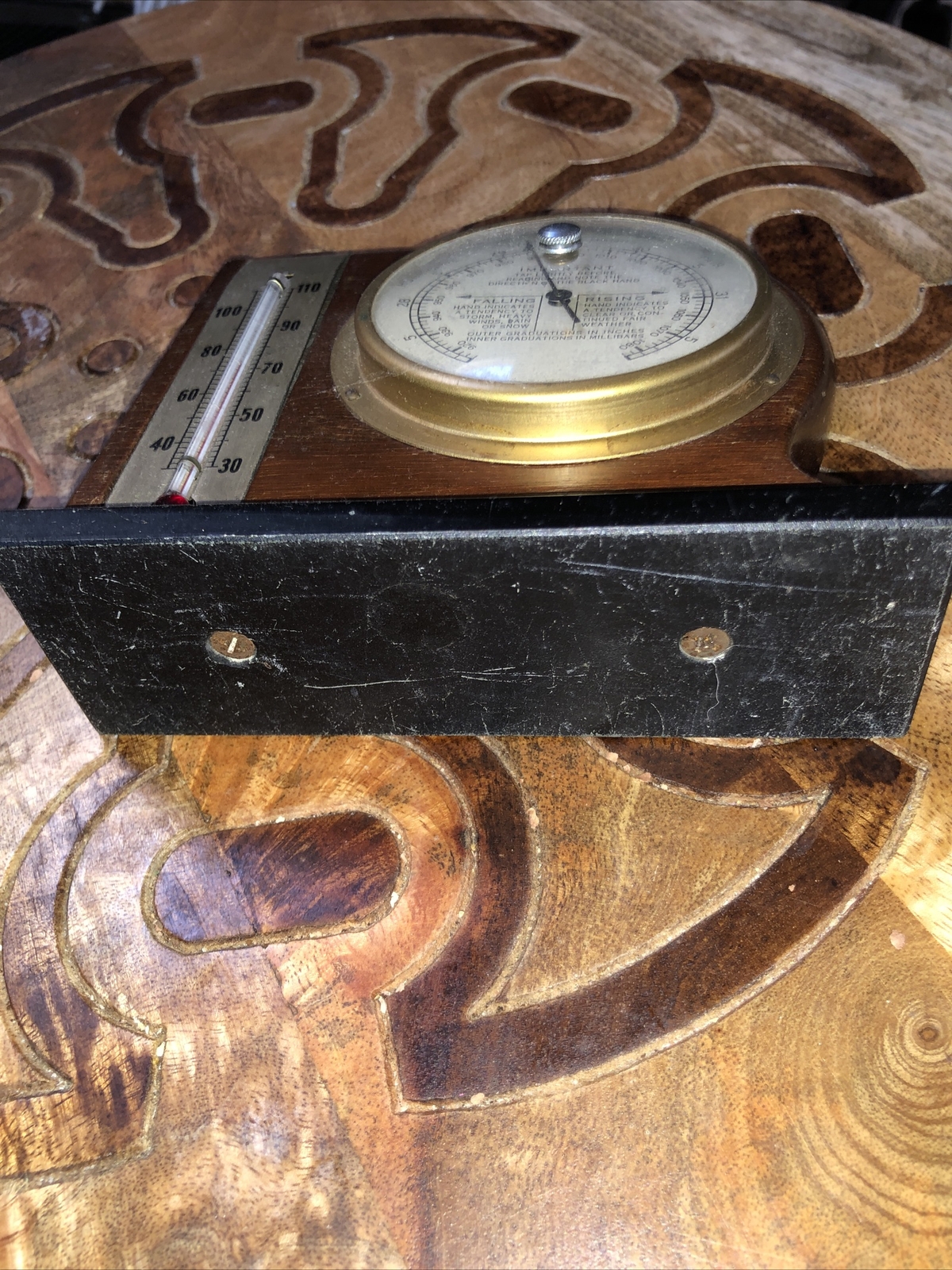 Vintage Swift & Anderson Inc Wooden Thermometer & Barometer Paper ...