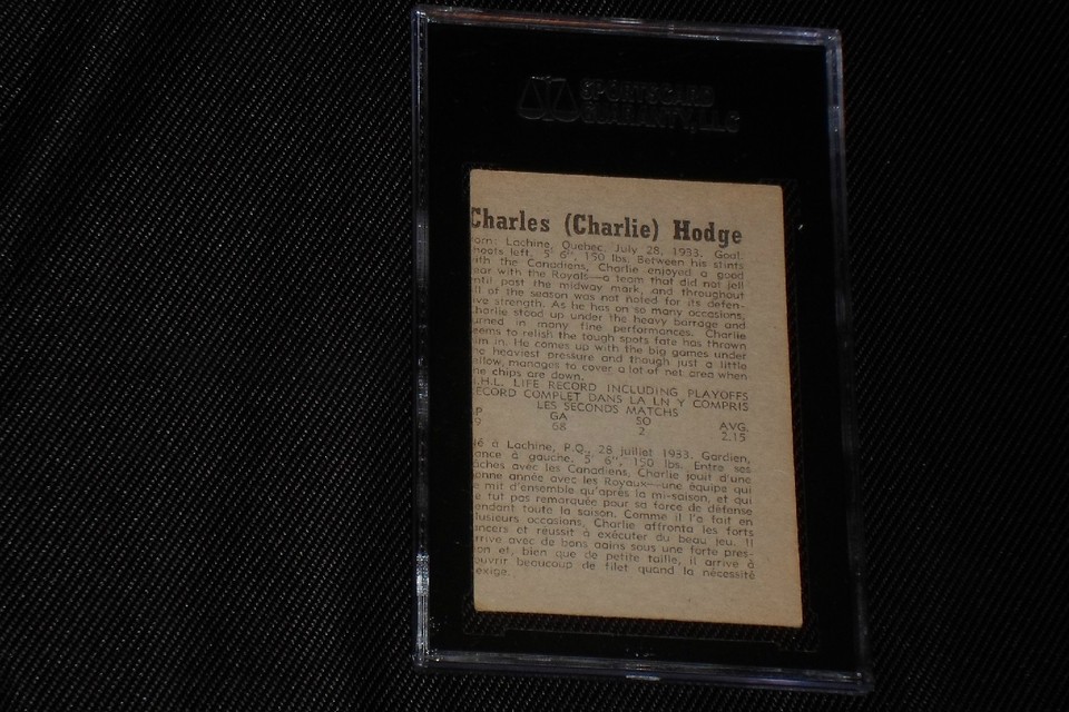 CHARLIE HODGE 1958-59 PARKHURST SIGNED AUTOGRAPHED CARD #17 SGC AUTO ...