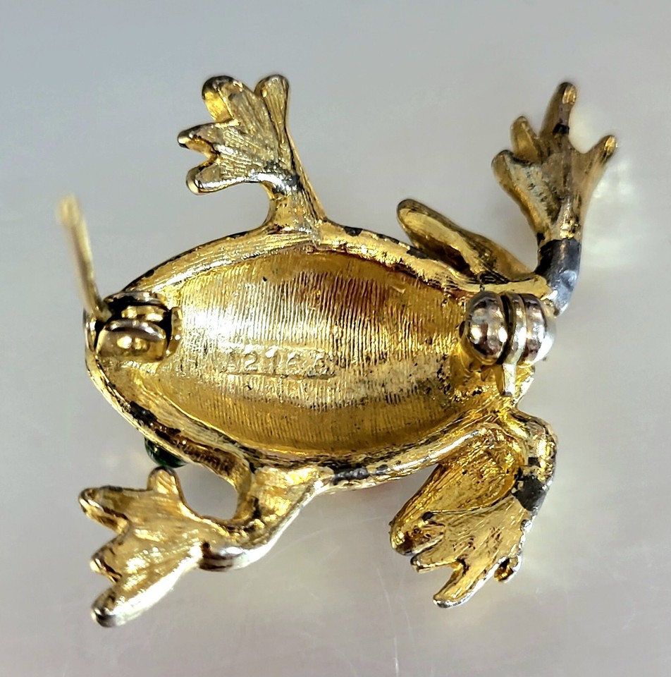 Vintage Sphinx England Green Gripoix Glass Pavé Crystal Frog Brooch Pin ...