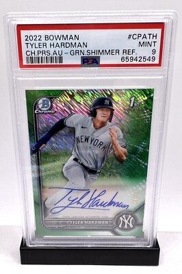 Tyler Hardman 2022 Bowman Chrome Green Shimmer Auto /99 CPA-TH Yankees ...