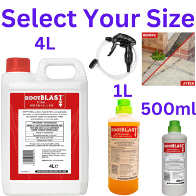 Rootblast Total Weedkiller Extra Strong Glyphosate Spray Kills Weeds ...