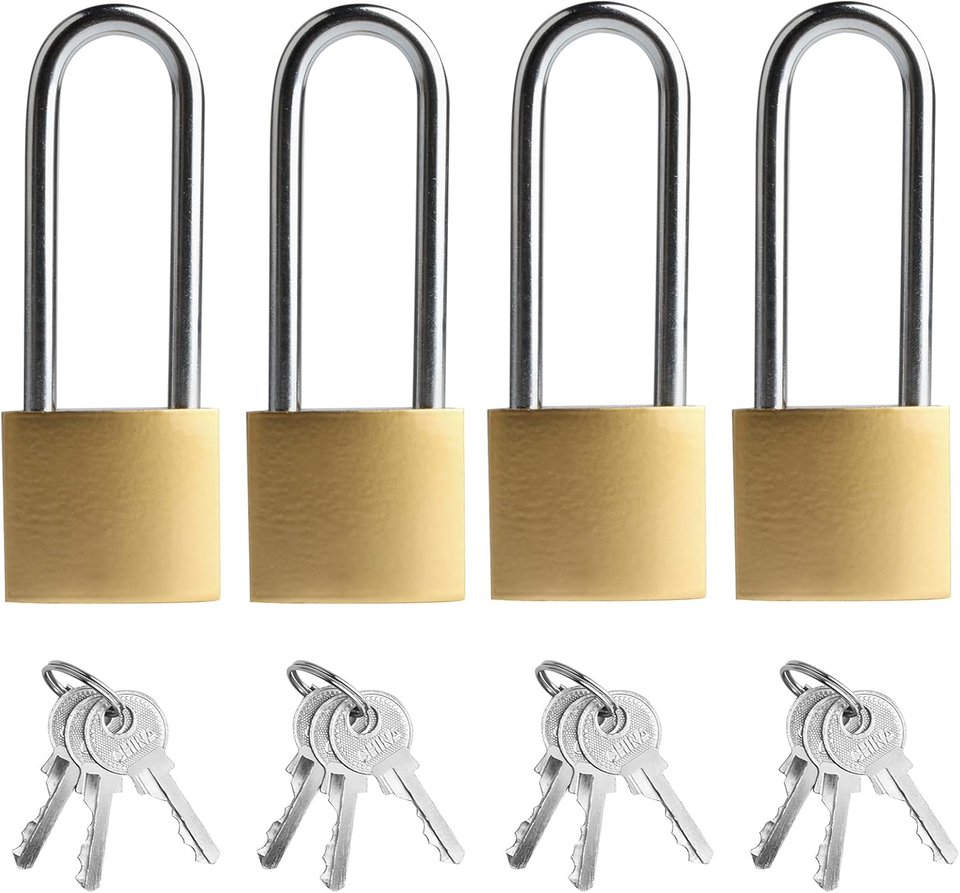 4 Pcs Padlock with Keys, 3.4 Inch Long Keyed Padlocks, Shackle Pad Lock ...