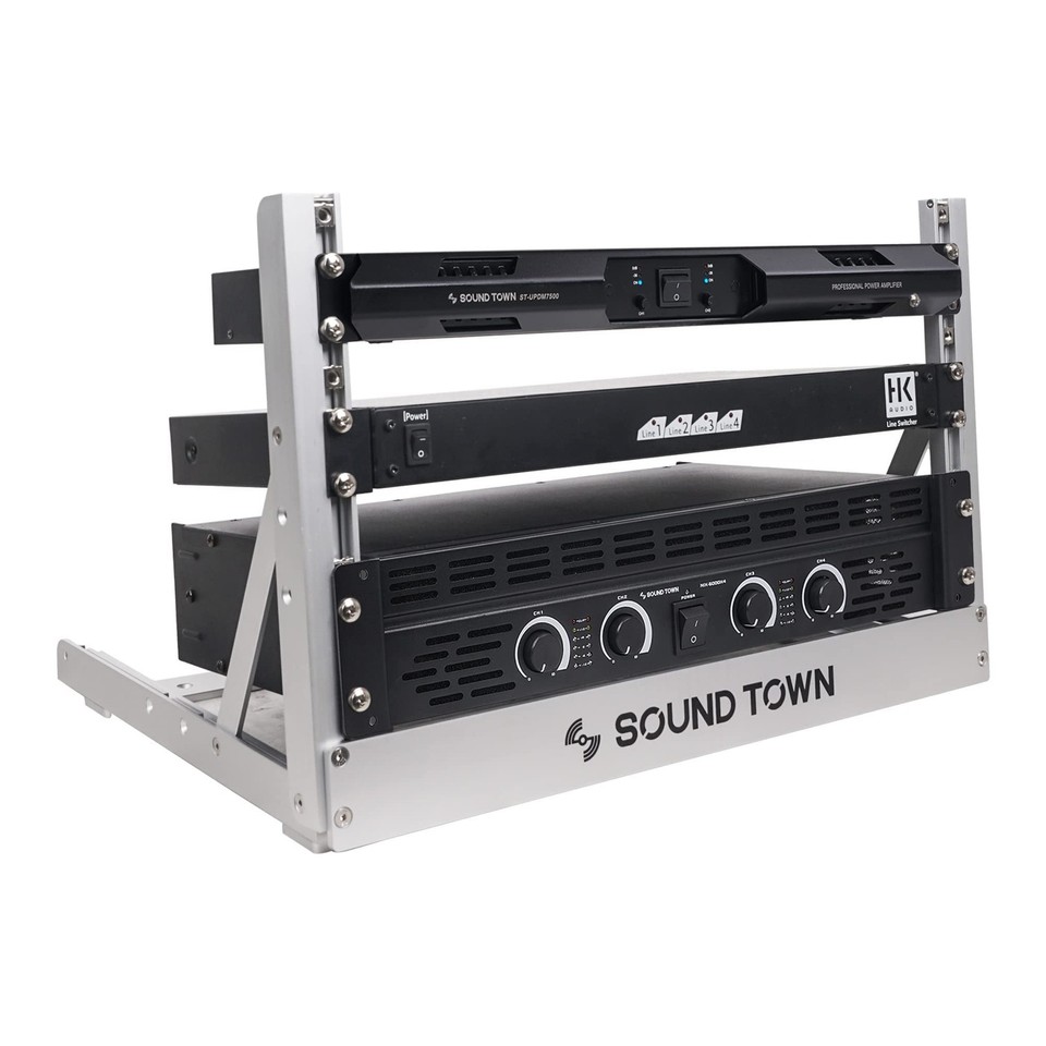 6U Aluminum 2-Post Desktop Open-Frame Rack, Angle Adjustable, for Audio ...