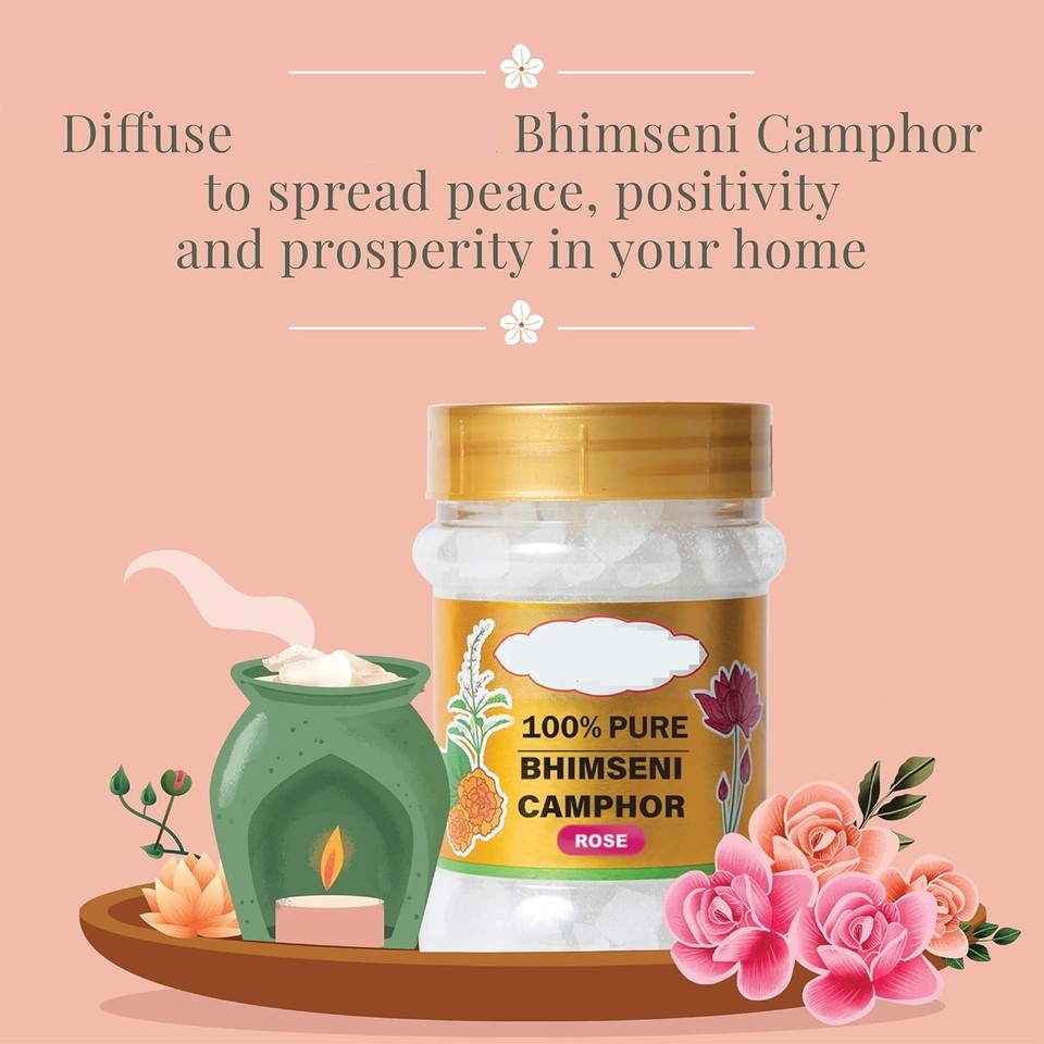 MGLM Bhimseni (Rose) Solid Camphor Kapoor/Kapur For Puja, Aromatherapy ...