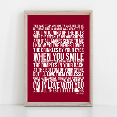 One Direction LITTLE THINGS Song Lyrics Poster Print Wall Art | eBay