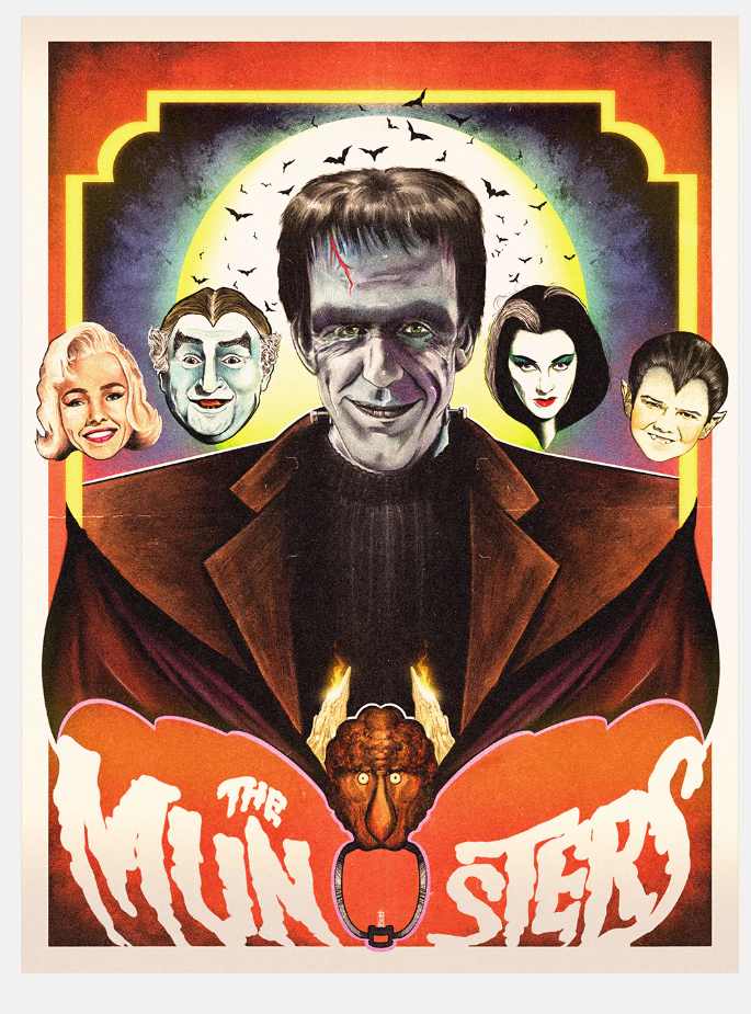 The Munsters Family TV Show Sitcom Poster Giclee Print Art 18x24 Mondo ...