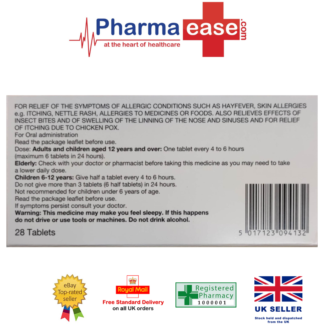Chlorphenamine 4mg 28 Tablets Hayfever And Allergy Chlorpheniramine