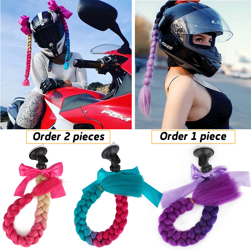 Motorcycles Bike Girl Ramp Helmet Braid Ponytail Hair Pigtail Braiding ...