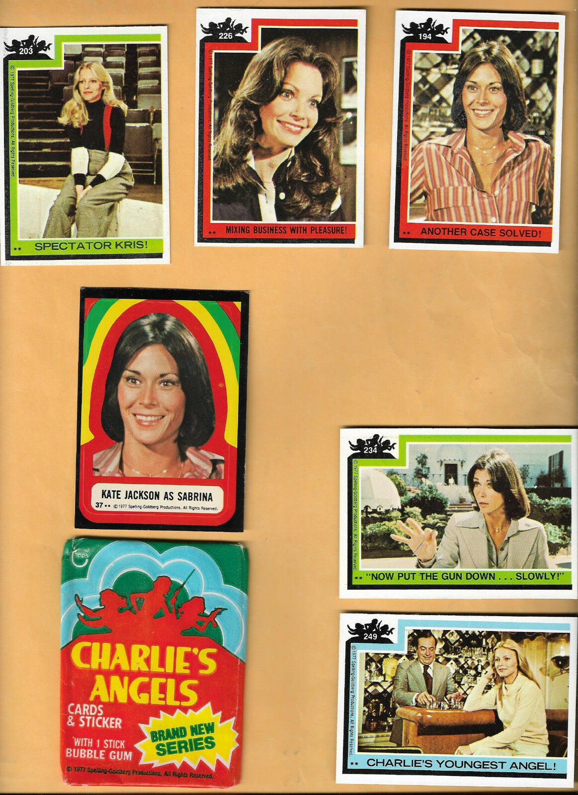 1977 Topps Charlie's Angels -Wrapper + Seven Cards + Sticker | eBay