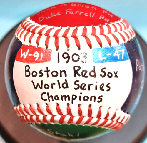HAND PAINTED BASEBALL 1903 BOSTON RED SOX WORLD SERIES CHAMPIONS CY ...
