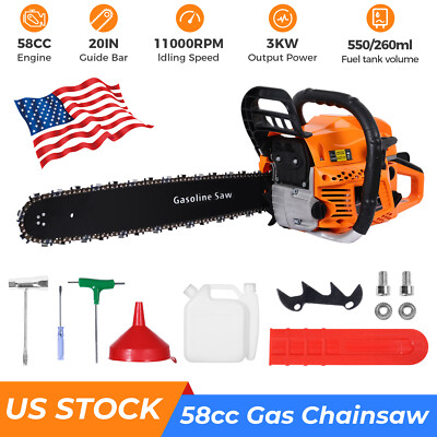 58CC 20" Upgarded Chainsaw Gasoline Powered Wood Cutting Engine Chain ...