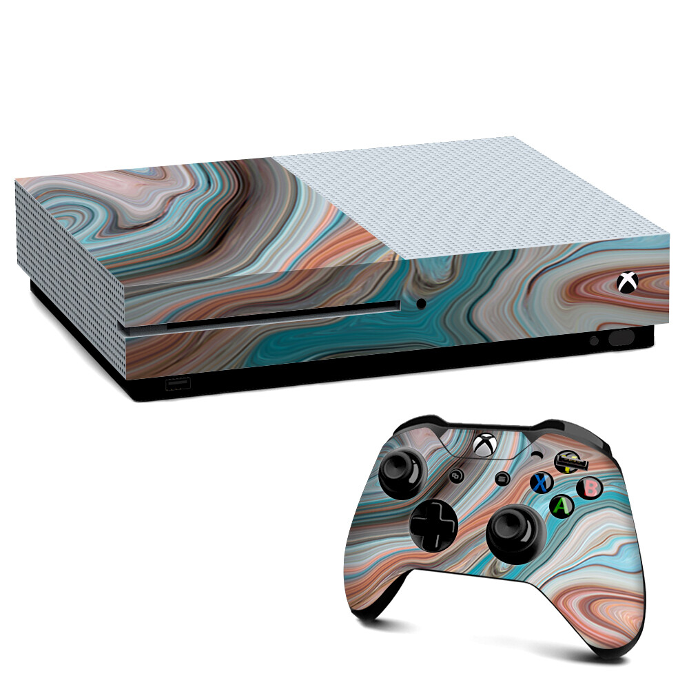 Xbox One S Console Skins Decal Wrap ONLY Teal Blue Brown Geode Stone ...