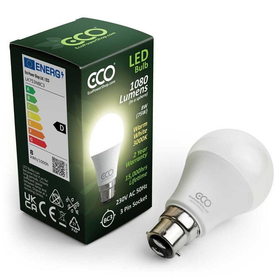 ECO 3 Pin BC3, Energy Saving LED Light Bulb, 75W Equivalent, Energy ...