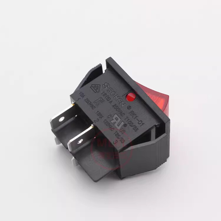 SOKEN RK1-01 4 pins 2 Positions Rocker Switch 16A 250VAC With Red Light ...