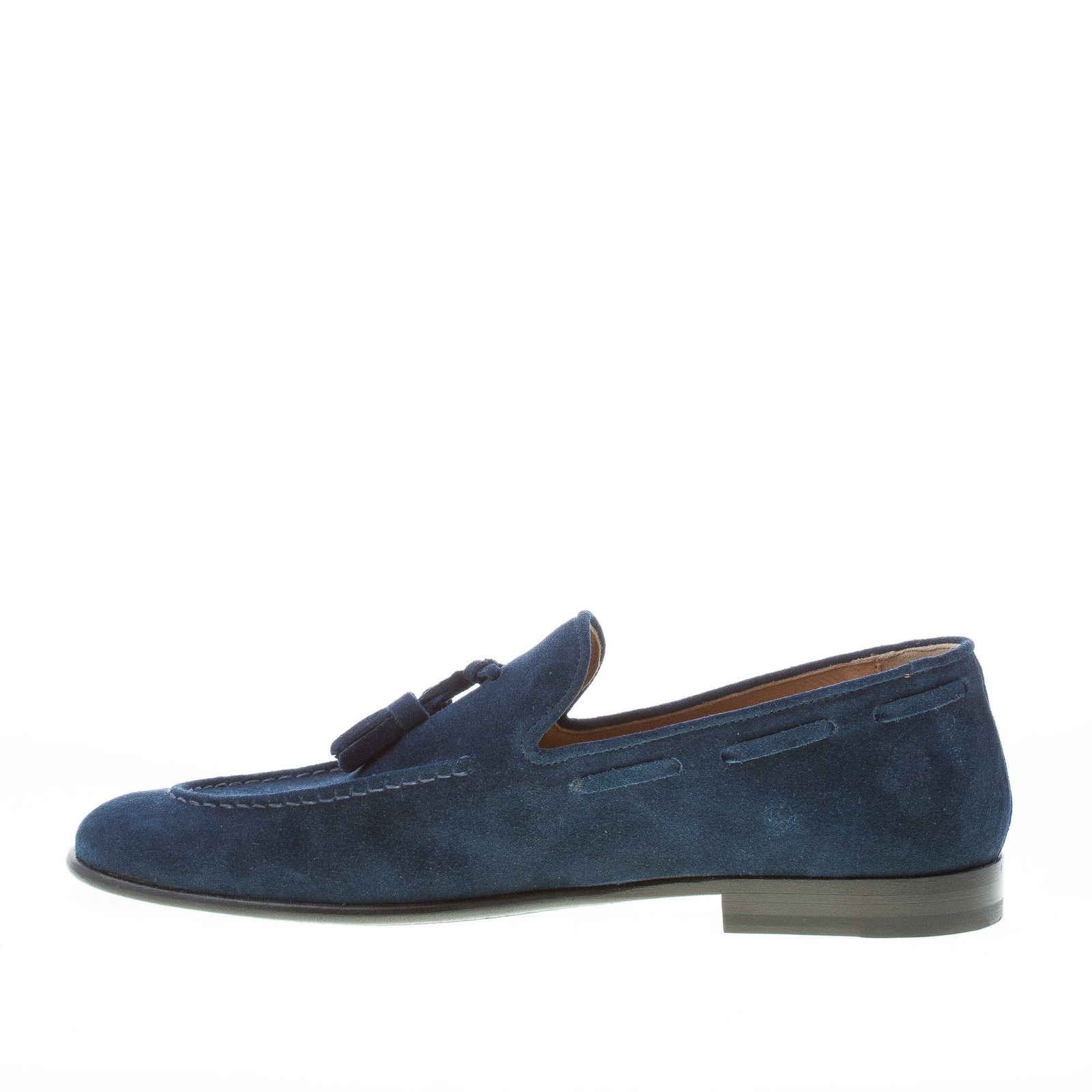 MARINI men shoes Blue suede made in Italy almond toe loafer with ...