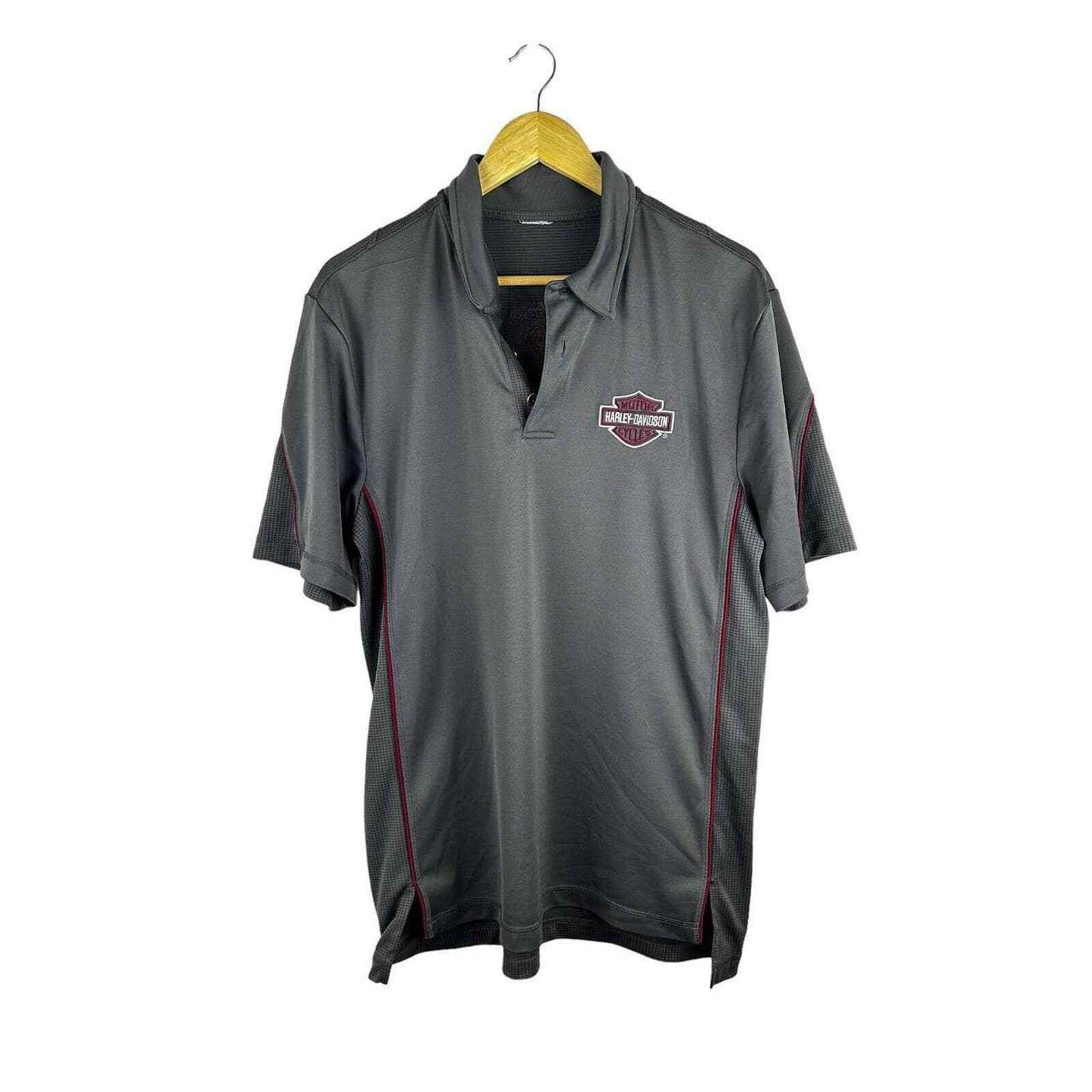 Harley Davidson Polo Shirt Biker Y2k Gray Mens Large - Gem