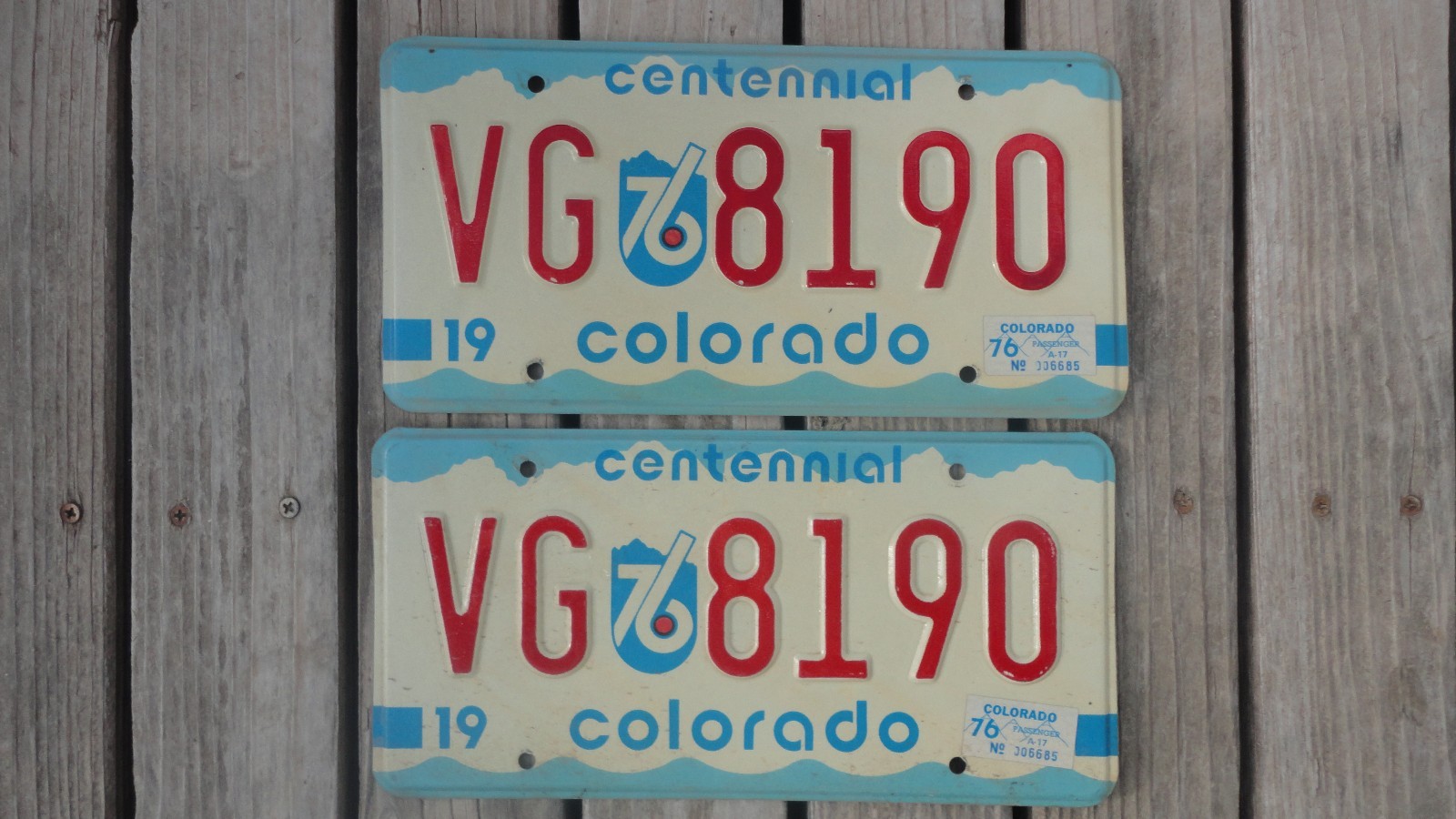 Centennial 1976 License Plates Red White Blue pair | eBay