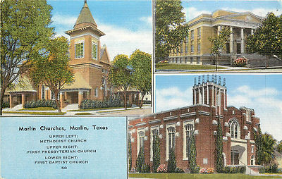 Multiview Postcard Churches of Marlin Texas Methodist Presbyterian ...