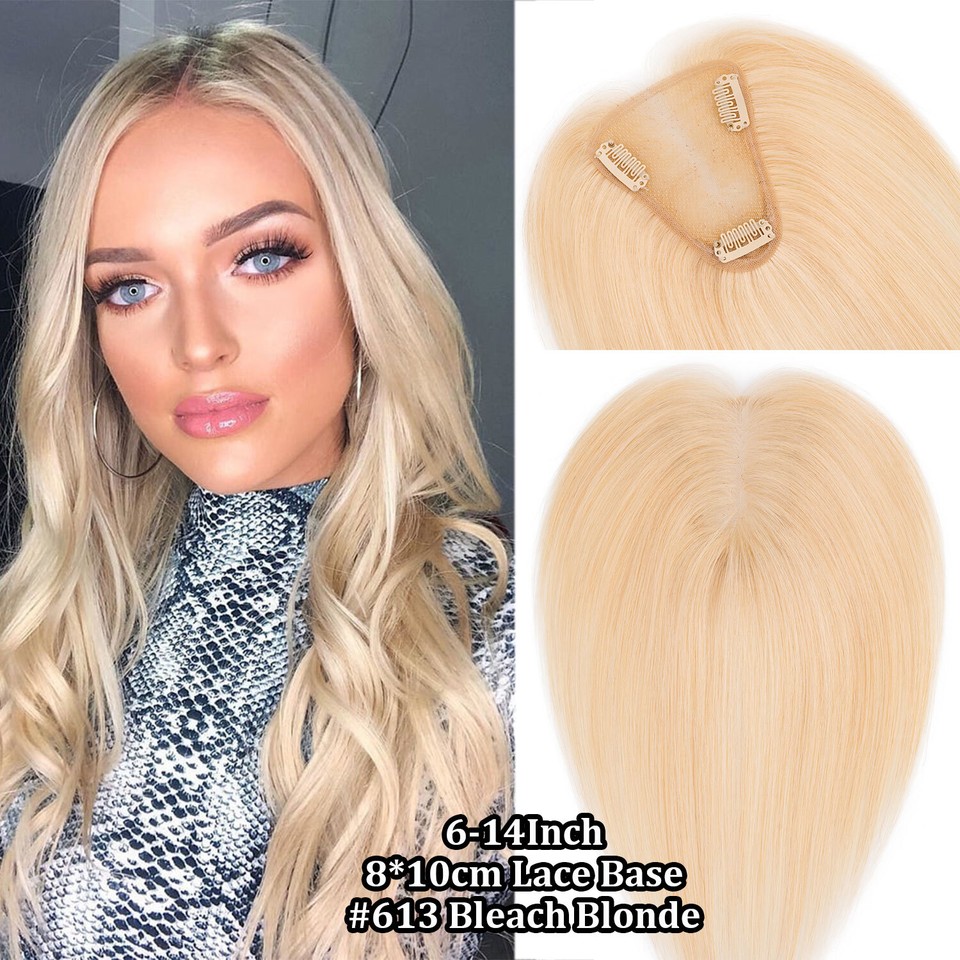 Real Remy Human Hair Toppers Toupee Extensions Clip in Top Middle Part ...