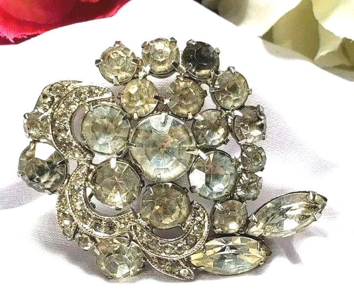 Vintage Silver Weiss Rhinestone Brooch Pin | eBay