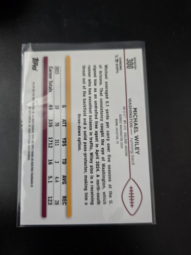 2024 Topps Chrome REFRACTOR Michael Wiley ROOKIE #300 - Washington ...