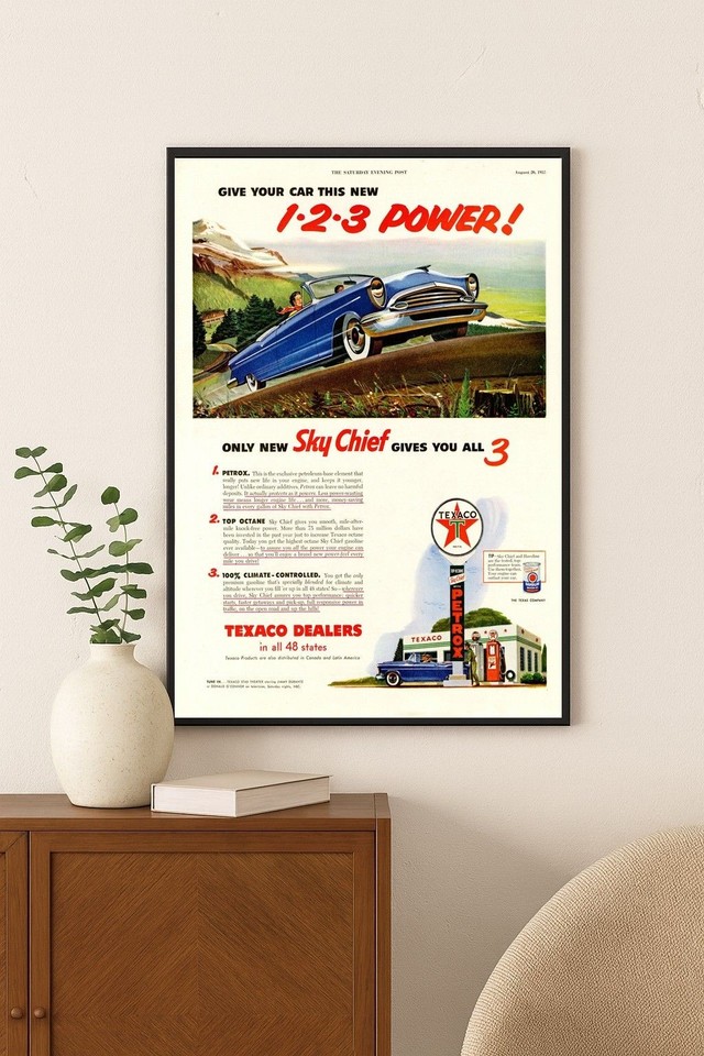 Vintage Texaco Sky Chief Ad Poster - 24x36” - Hi-Res💎 Print - 200 GSM ...