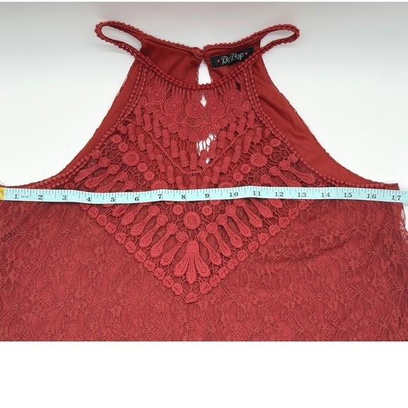Be Bop Lace Halter Dress Sleeveless Party Casual Burnt Orange Boho ...
