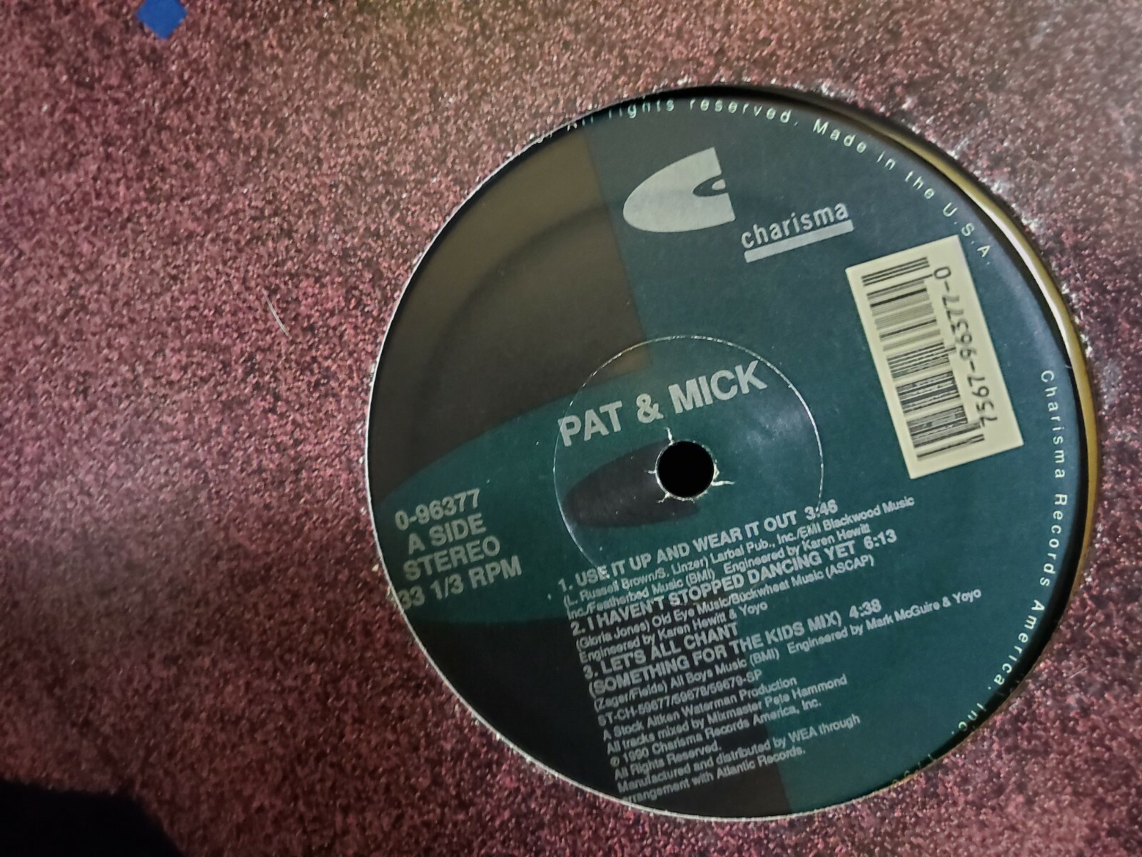 PAT & MICK - USE IT UP AND WEAR IT OUT+ 5 SONGS 12" RECORD Charisma ...