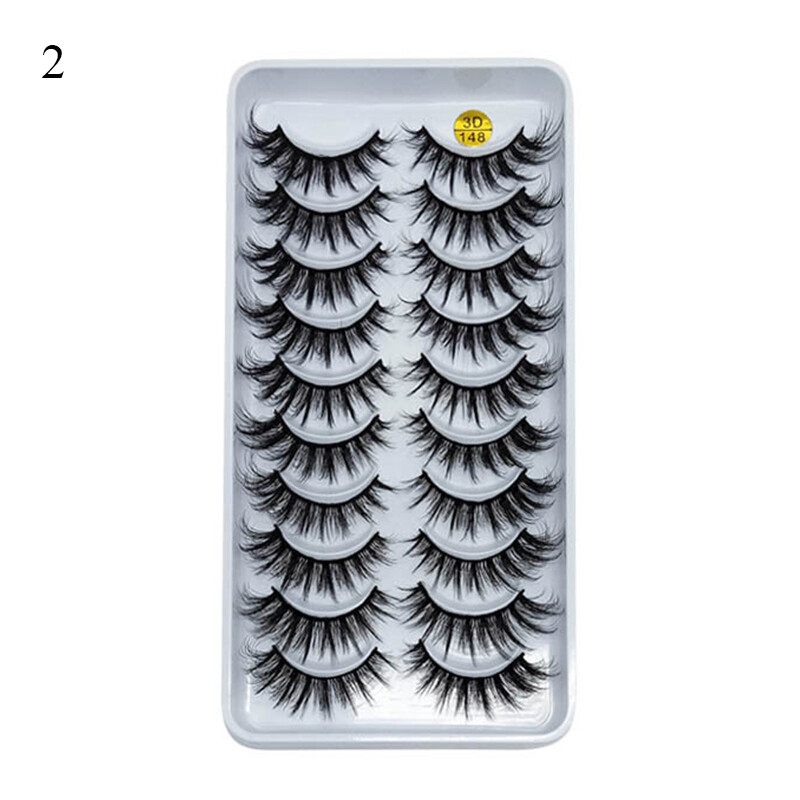 10 Pairs 3D Mink False Eyelashes Wispy Cross Fluffy Extension Eye ...