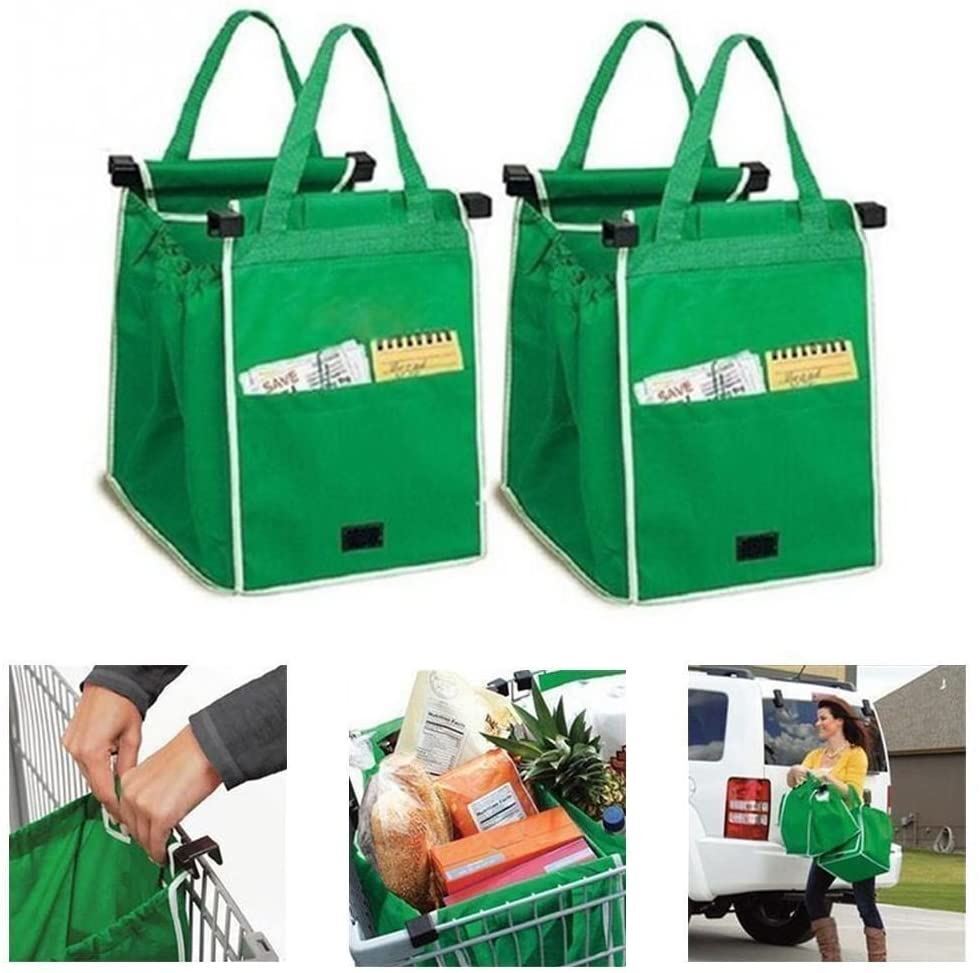 2 x Strong Reusable Supermarket Shopping Trolley Bags Grocery Grab Bags ...