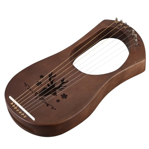 7-String Lyre Harp Strings Solid Mahogany Wood String Instrument w/Carr ...