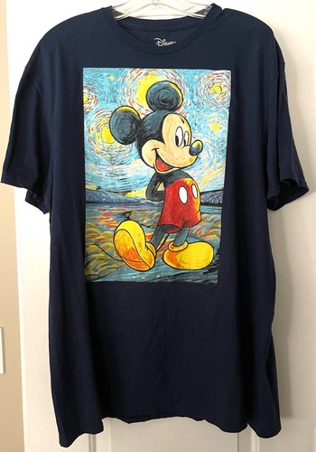 Disney Mickey Mouse Men’s Van Gogh Starry Night Sketch Design T-Shirt ...